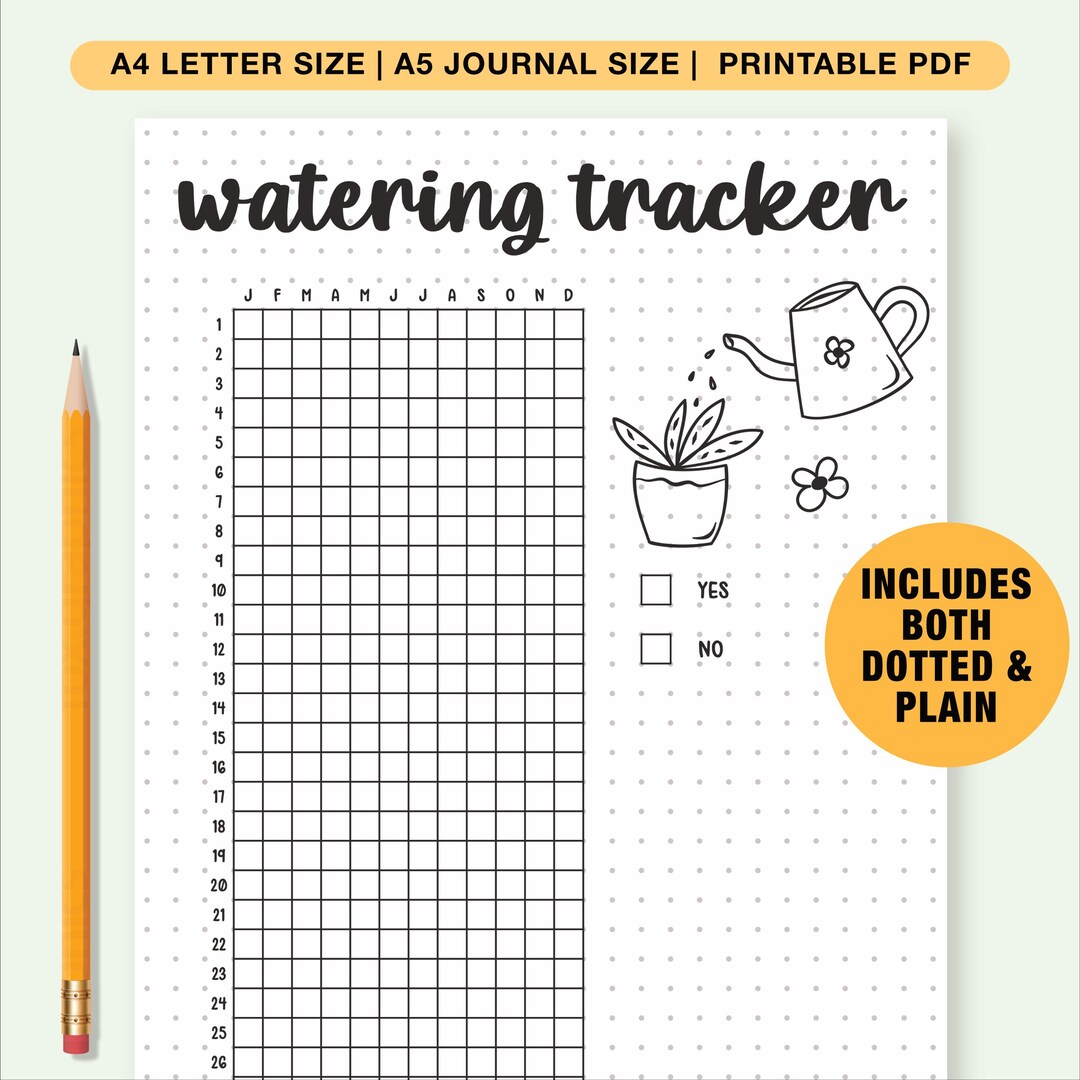 Yearly Watering Gardening Tracker, Journal Page Printable, Printable ...