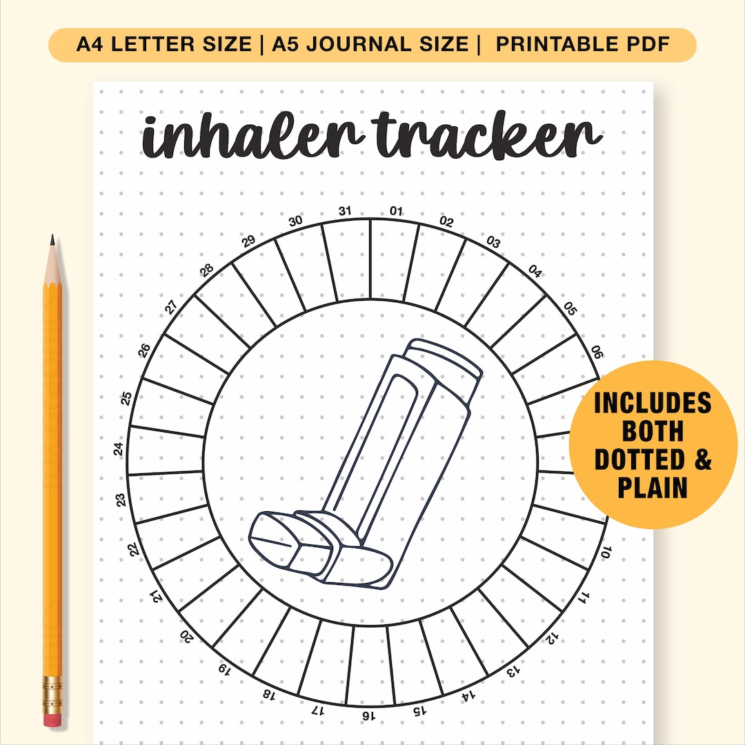 Monthly Inhaler Tracker Printable Journal Page Asthma Log Health ...