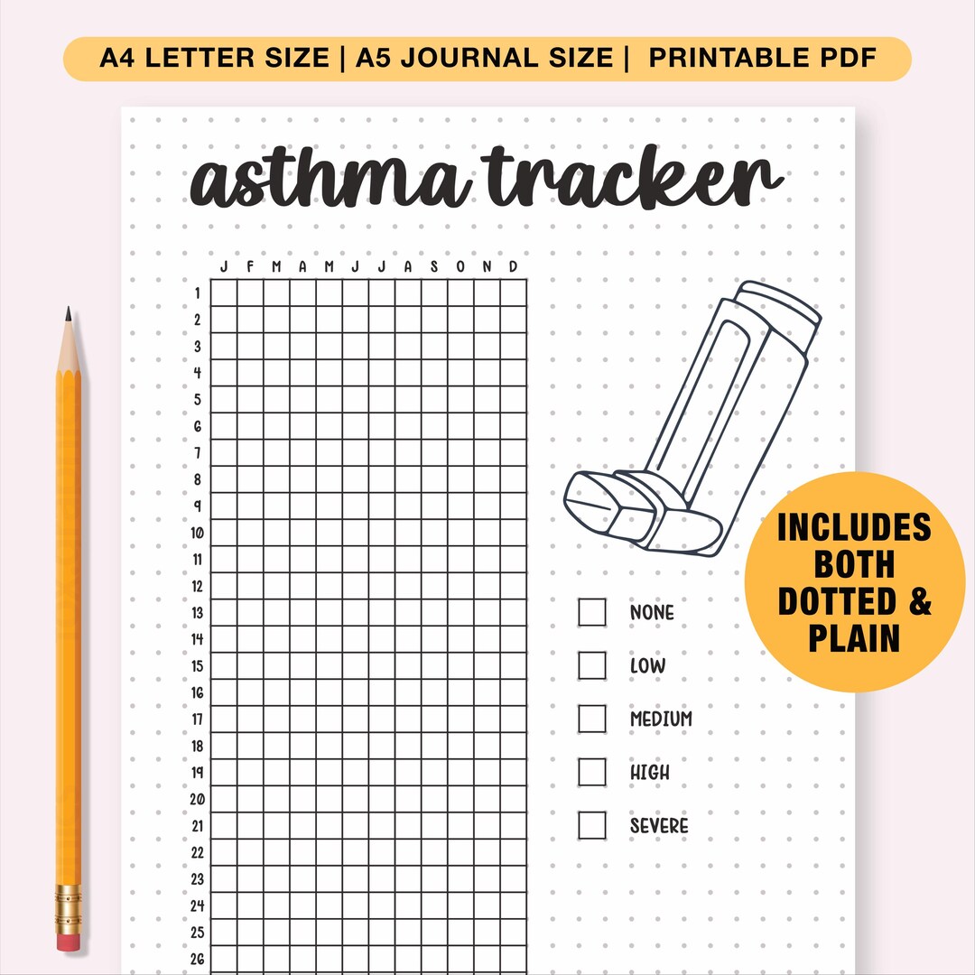 Yearly Asthma Tracker Printable Journal Page Asthma Log Health Tracker ...