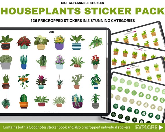 Botanical Digital Stickers Plant Stickers Digital Planner - Etsy