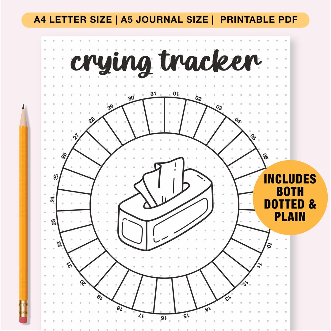 Monthly Crying Tracker Printable Journal Page, Planner Page, Crying Log ...