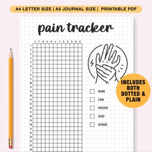 Yearly Pain Tracker Printable Template, Track Daily Pain Severity ...