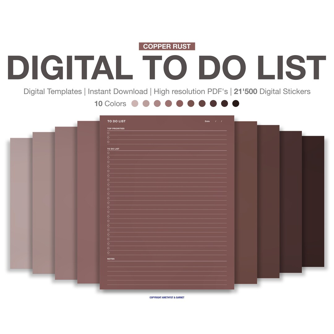 Copper Digital to Do List Digital Note Paper Templates Templates ...