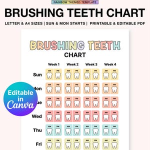Printable I Brushed My Teeth Chart, Kids Teeth Brush Tracker, Teeth ...