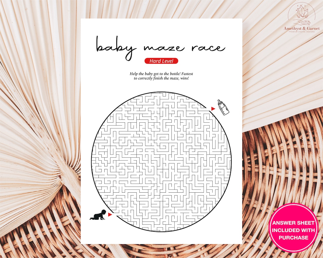 Baby Maze Game, Minimal, Modern, Rustic, Baby Shower Game, Printable ...