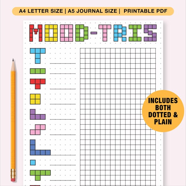 Mood Tracker Printable, A Year in Pixels, Mood Journal, Emotion Tracker ...