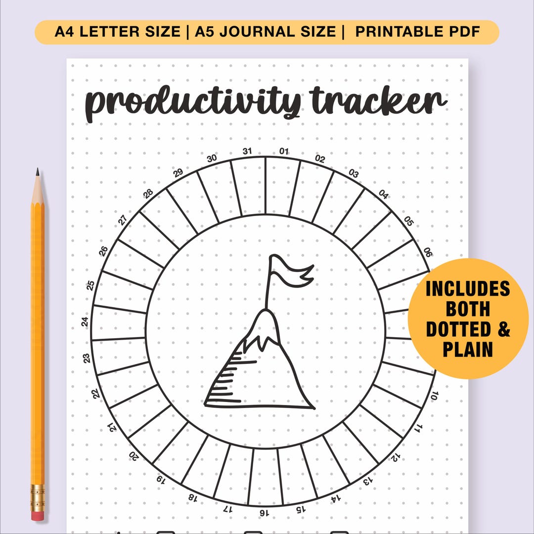 Monthly Productivity Tracker Bullet Journal Printable Productivity ...