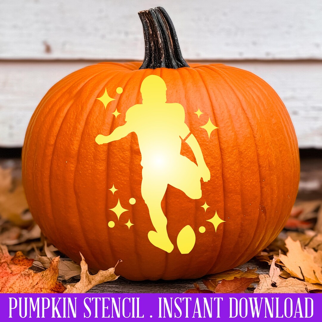 Football Pumpkin Stencil, Football Season Pumpkin Stencil, Football ...