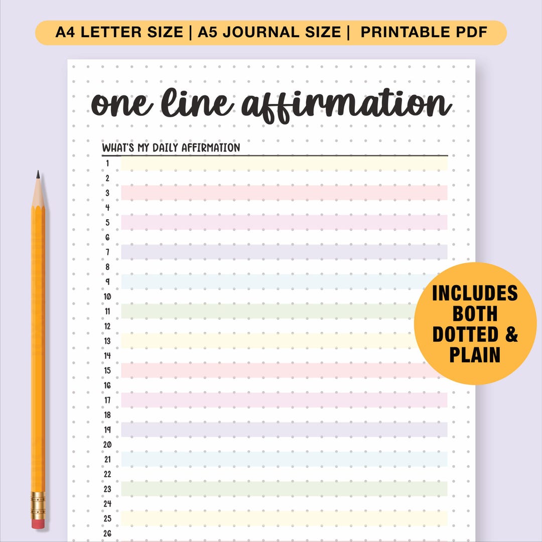 Printable Daily Affirmation Journal Page, Daily Affirmation Journal ...