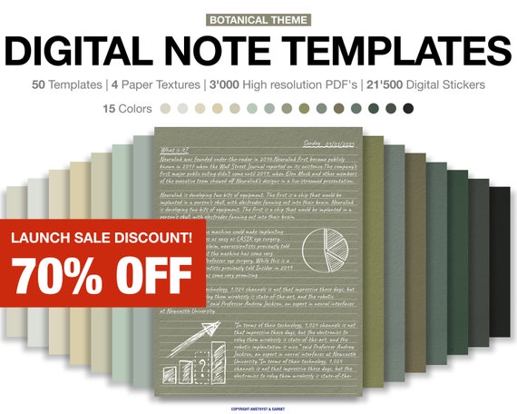 Digital Note Paper Templates Templates Notetaking Digital | Etsy