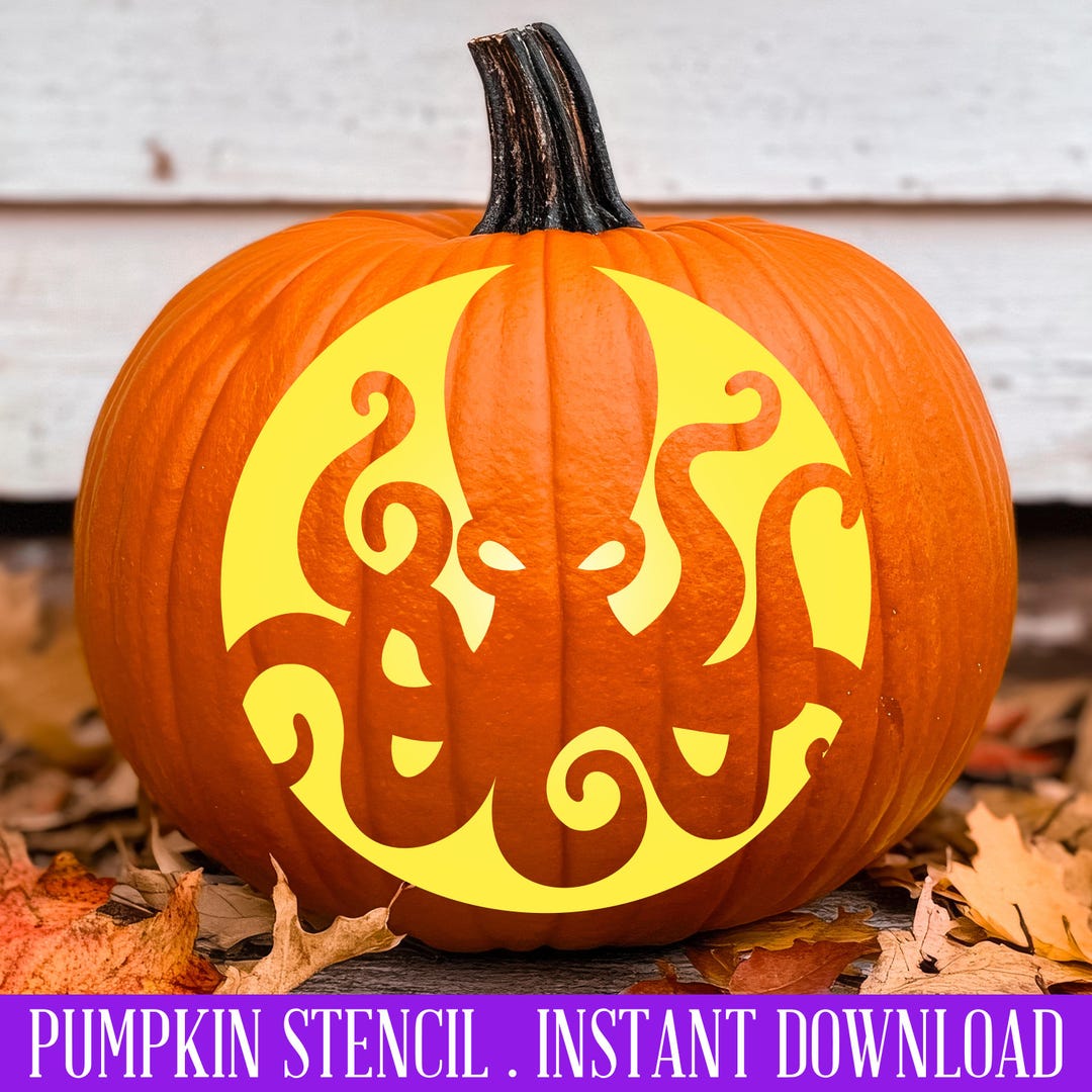 Octopus Pumpkin Stencil, Octopus Pumpkin Stencil, Pumpkin Carving ...