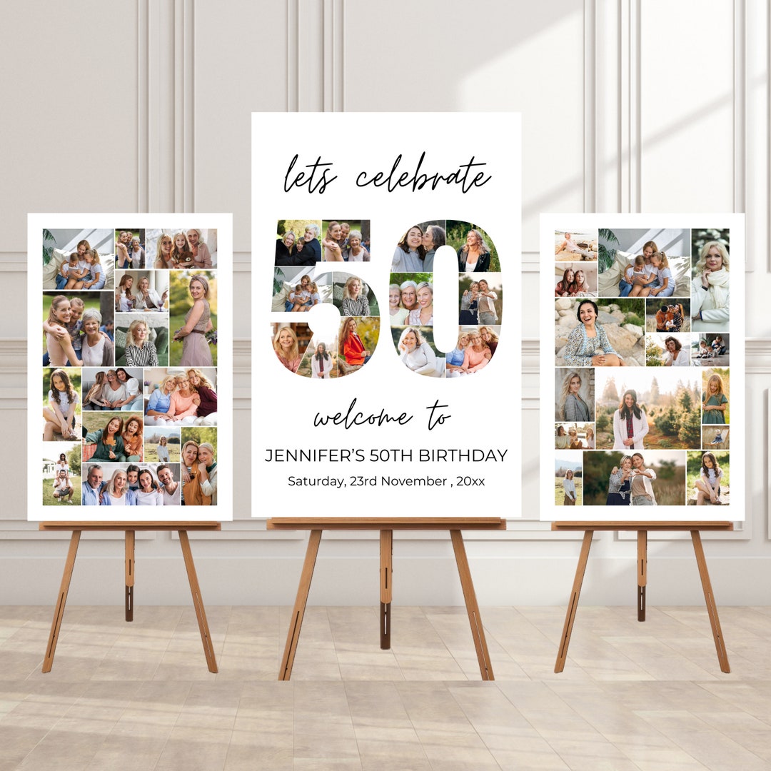50th Birthday Photo Collage Poster Bundle Template 50 Fifty ...