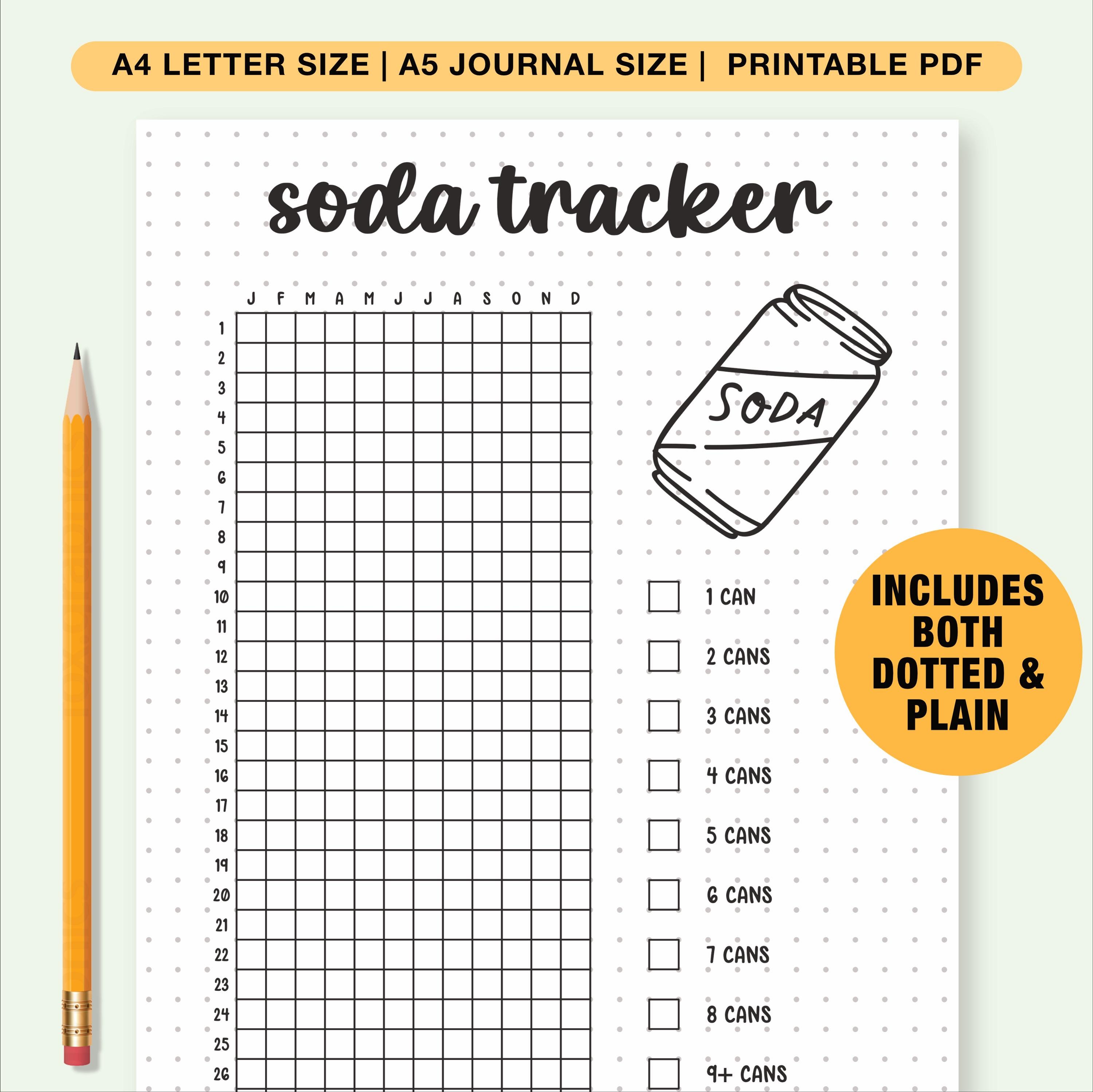Yearly Soda Tracker, Printable Soda Pop Tracker, Printable Soda Tracker ...