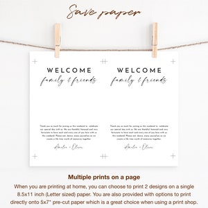 Weekend Itinerary Template, Printable Wedding Welcome Note, Schedule of ...