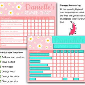 EDITABLE Daisy Flower Reward Chart, Behavior Chart, Daily Chore Chart ...