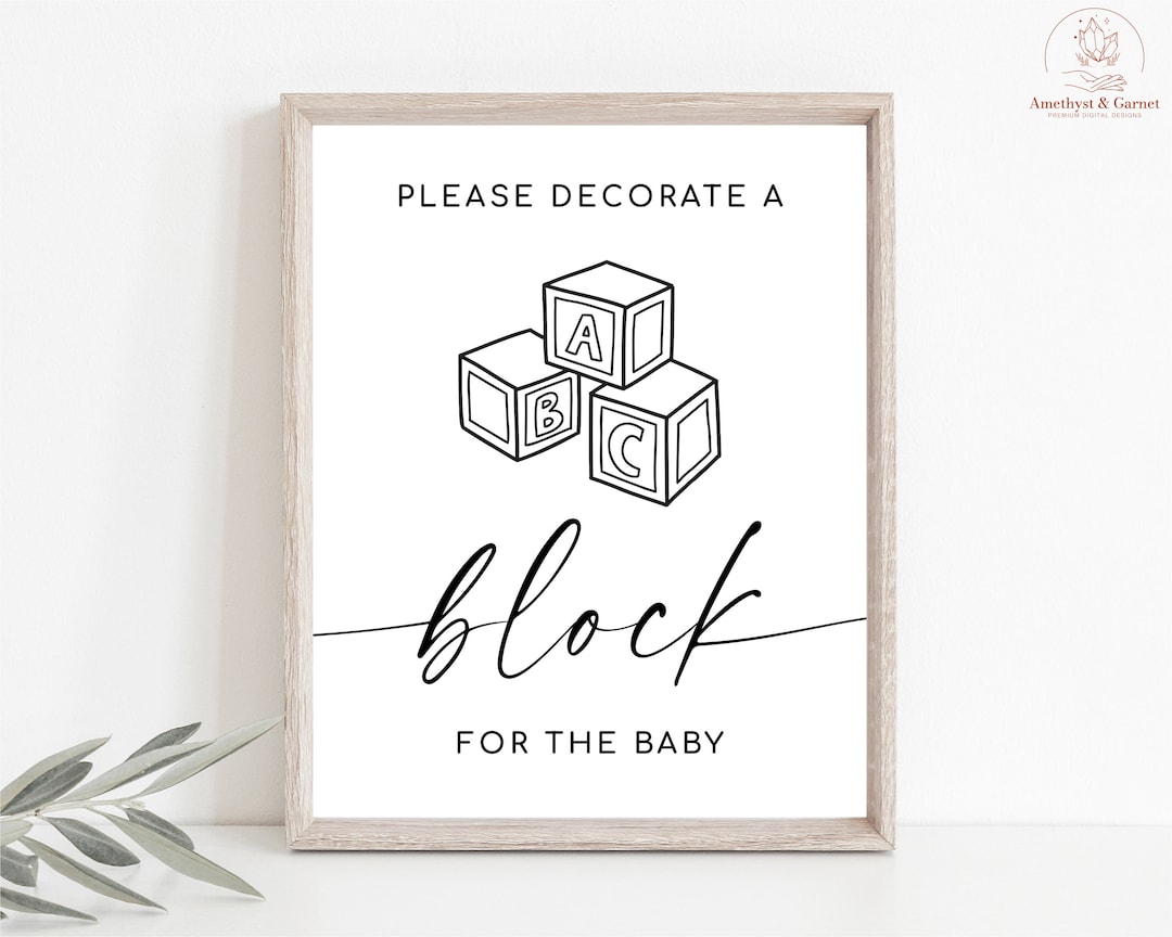 Decorate a Block, Minimal, Modern, Rustic, Baby Shower Sign, Baby ...