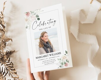 Editable Funeral Program Template, Memorial Service Template, Obituary ...
