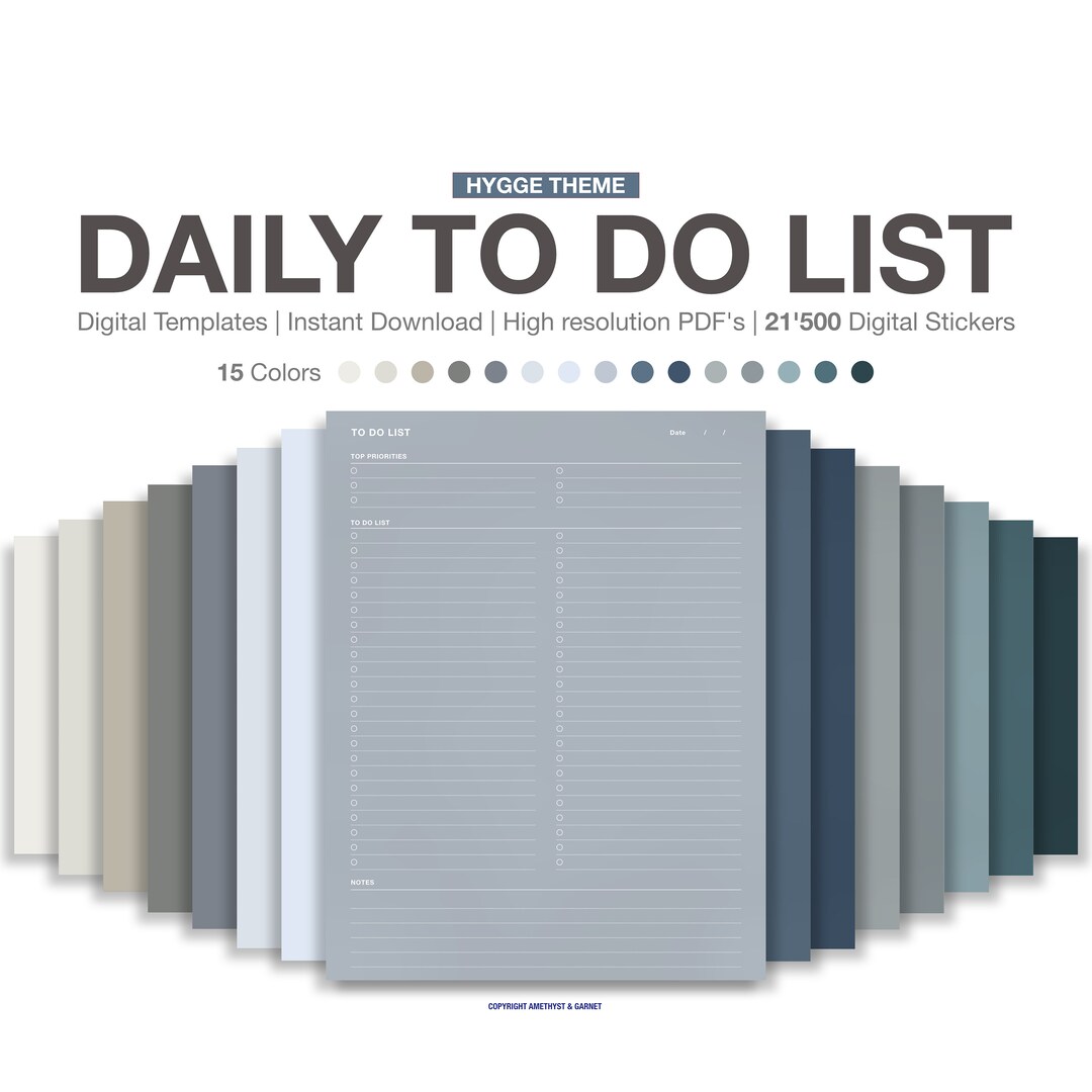 Hygge Daily to Do List Digital Note Paper Templates Templates ...
