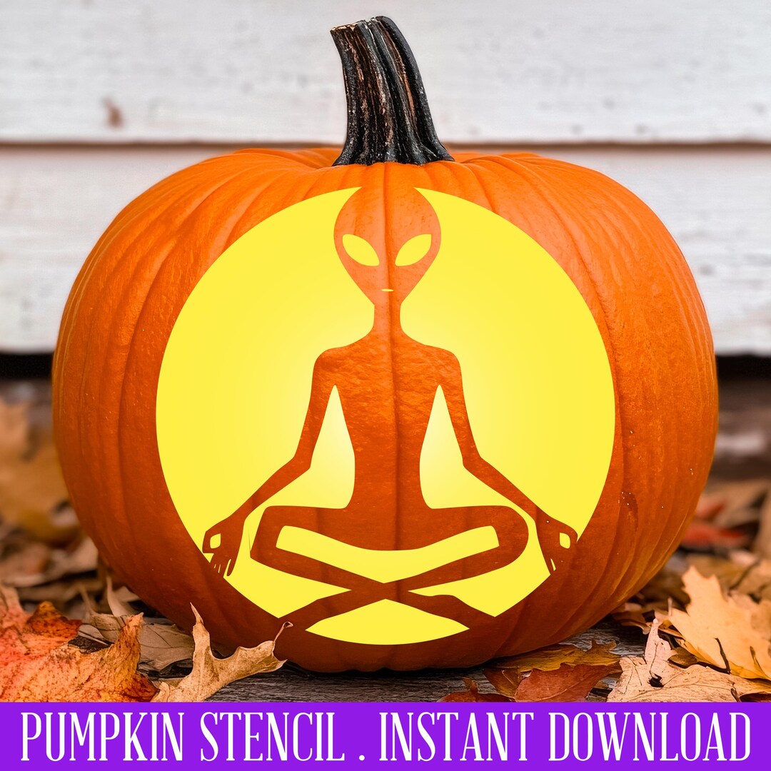 Alien Pumpkin Stencil, UFO Printable Stencil, Jack O' Lantern, Pumpkin ...