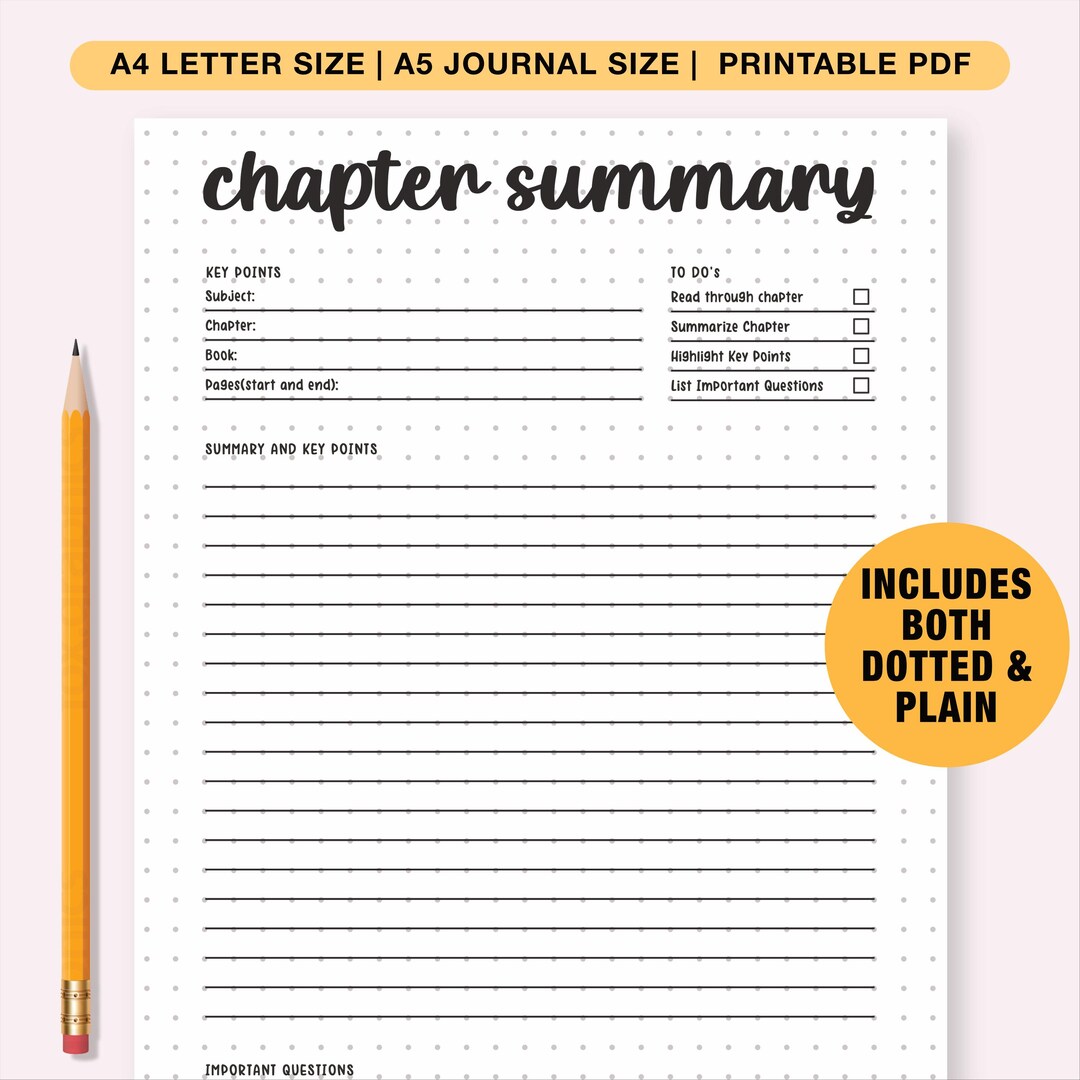 Chapter Summary | Printable Note Taking Sheet | College Reading Planner ...