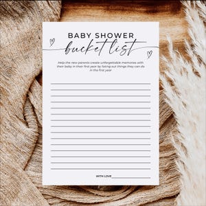 Baby Bucket List, Minimal, Modern, Rustic, Baby Shower Game, Printable ...