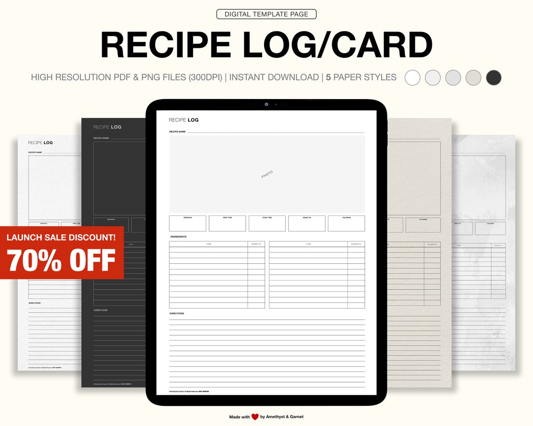 RECIPE JOURNAL LOG Priority Matrix Tasks Digital Templates Notetaking ...