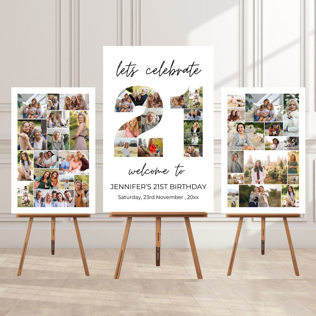 21st Birthday Photo Collage Poster Bundle Template 21 Customizable ...