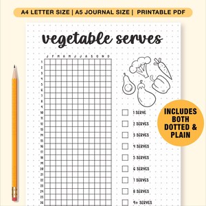 Yearly Vegetable Tracker, Journal Page Printable, Fruit & Veg Habit ...