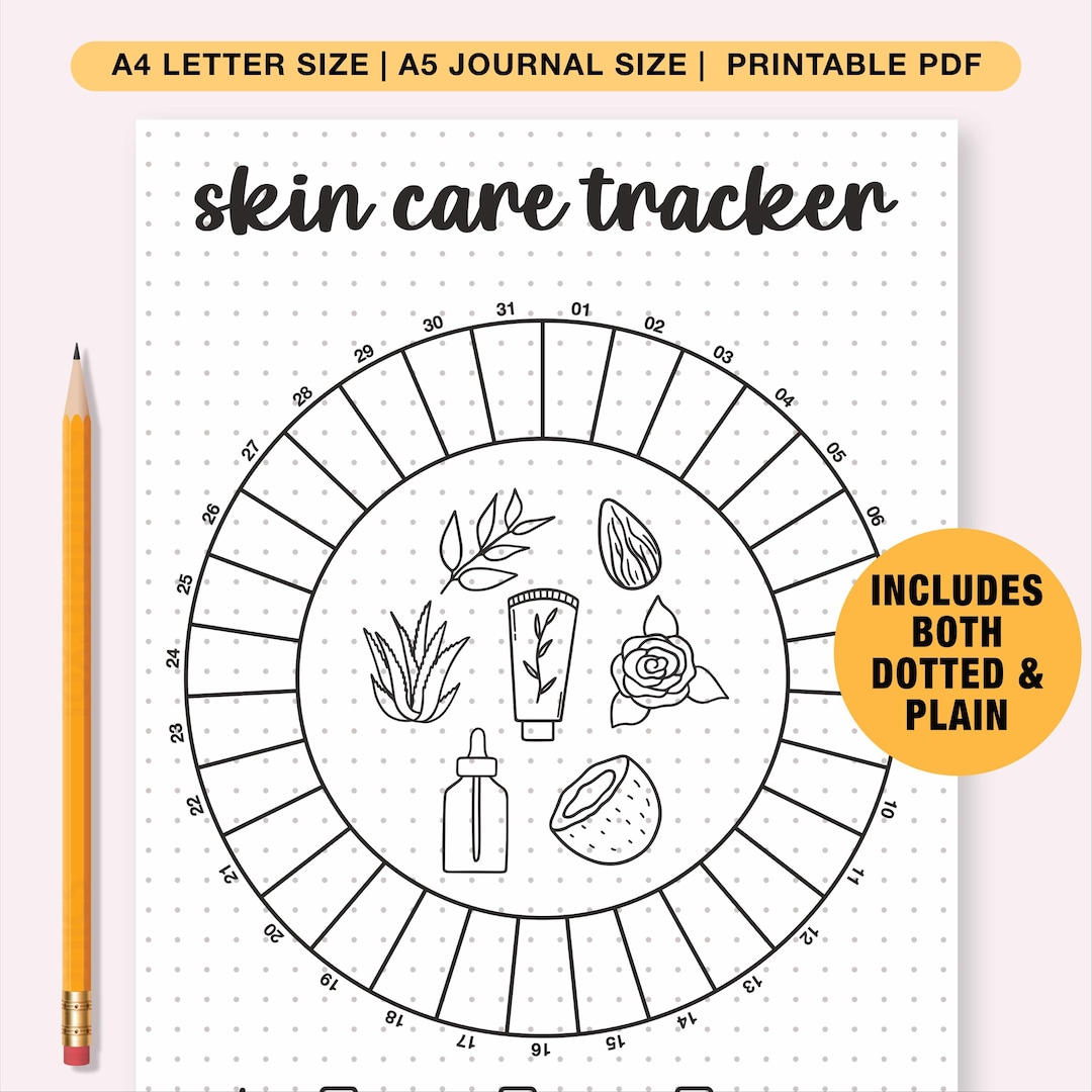 Monthly Skin Care Tracker Printable Journal Page Self Care Tracker ...
