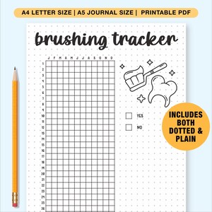 Yearly Teeth Brushing Tracker, Journal Page Printable, Printable ...