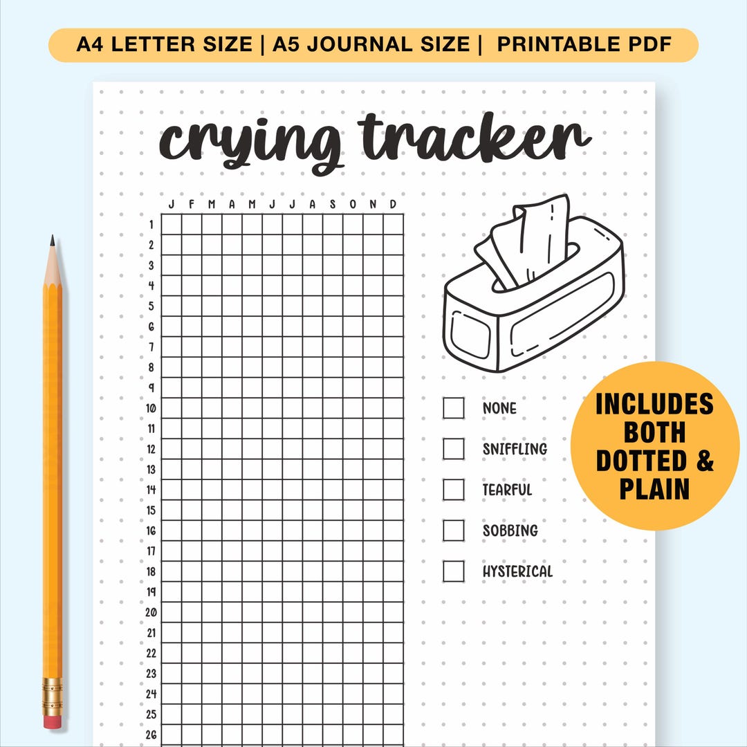Yearly Crying Tracker Printable Journal Page, Planner Page, Crying Log ...