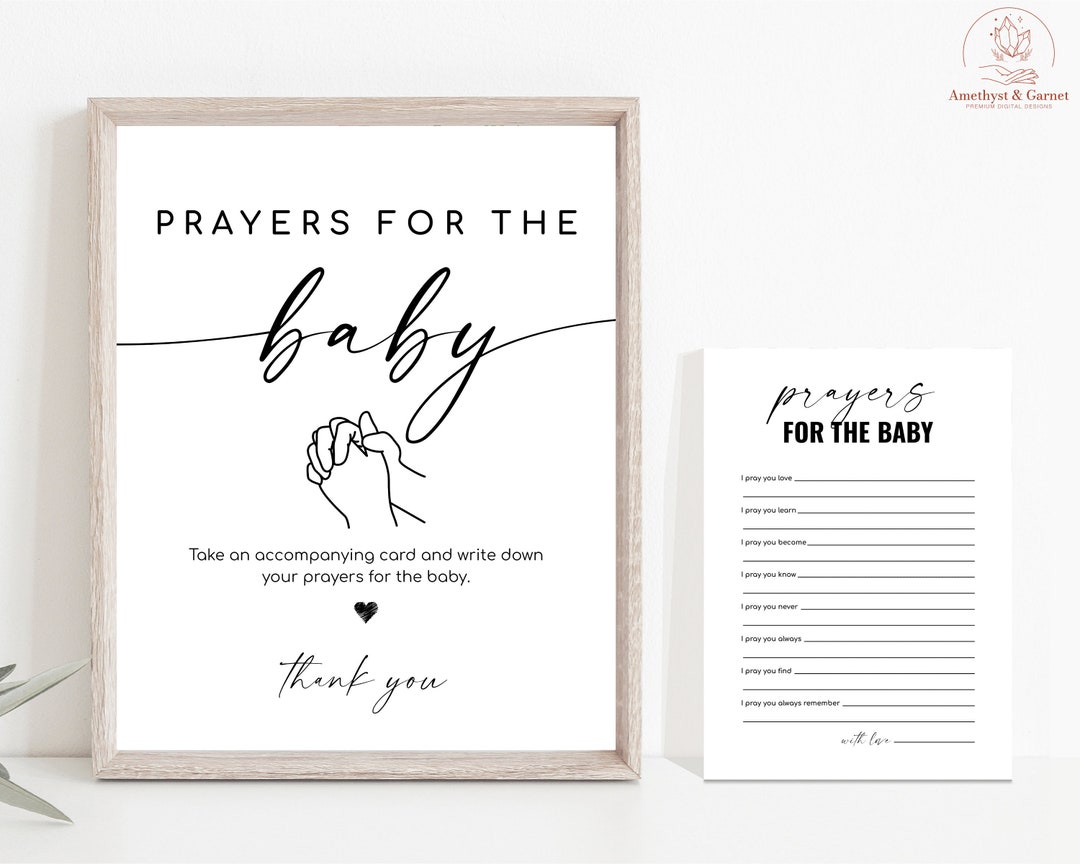 Prayers for the Baby, Minimal, Modern, Rustic, Baby Shower Sign, Baby ...