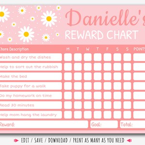 EDITABLE Daisy Flower Reward Chart, Behavior Chart, Daily Chore Chart ...