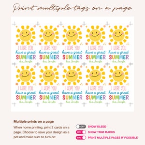 End of School Year Tags, Sun Gift Tags, Teacher Thank You, Last Day of ...