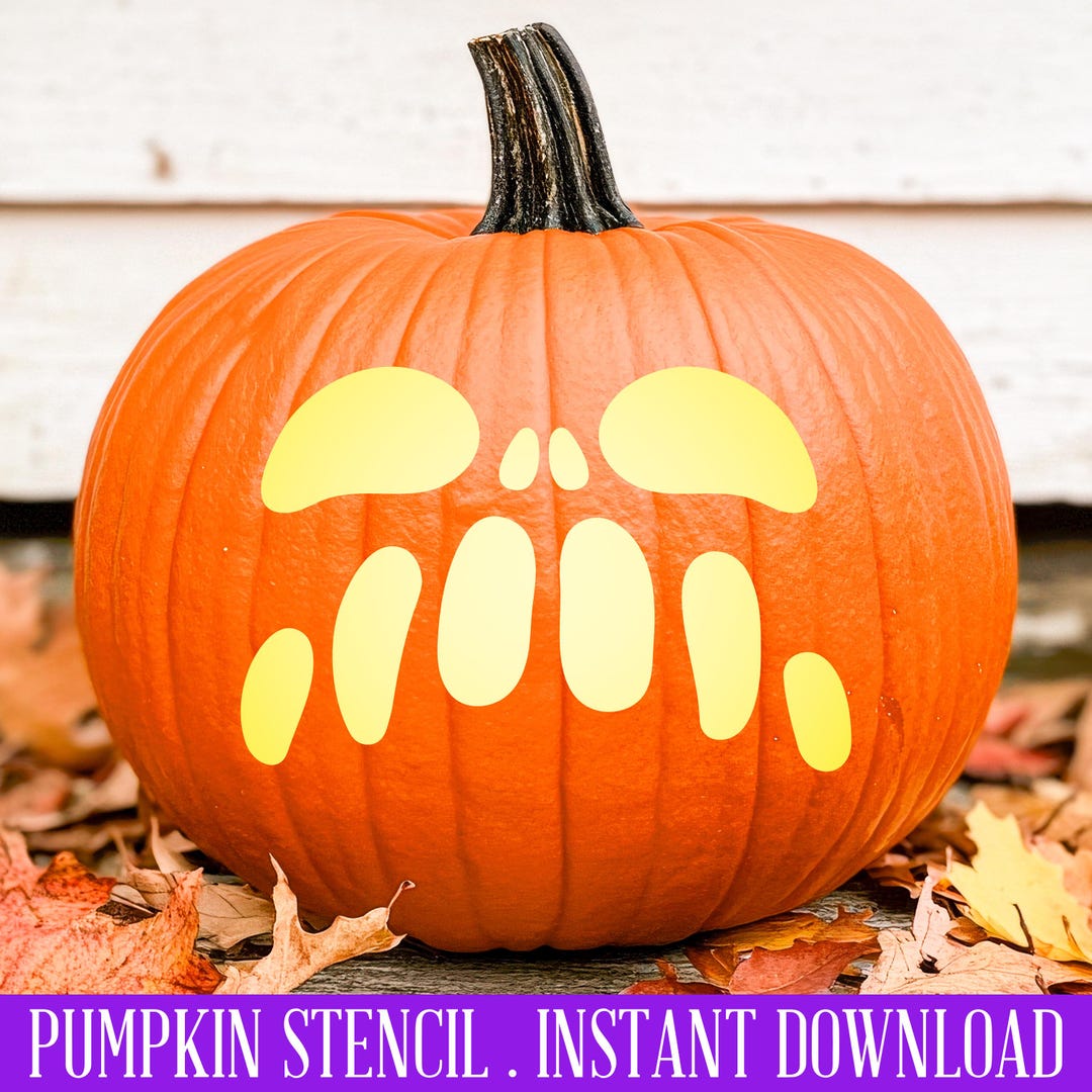 Pumpkin Face Stencil, Spooky Pumpkin Stencil, Printable Halloween ...