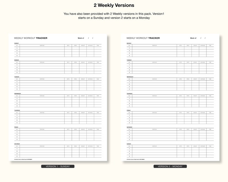 WEEKLY WORKOUT TRACKER Priority Matrix Tasks Digital Templates - Etsy