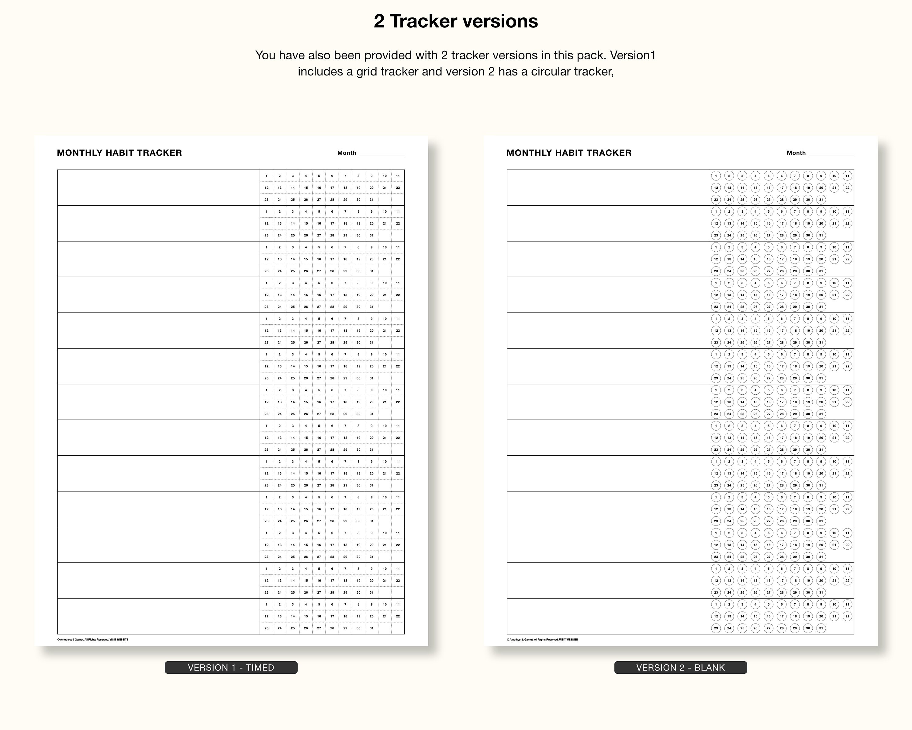 Paper & Party Supplies Habit tracker Digital Notepaper Templates ...
