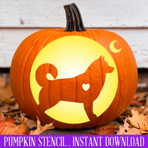 Dog Pumpkin Stencil, Husky Printable Stencil, Jack O' Lantern, Pumpkin ...