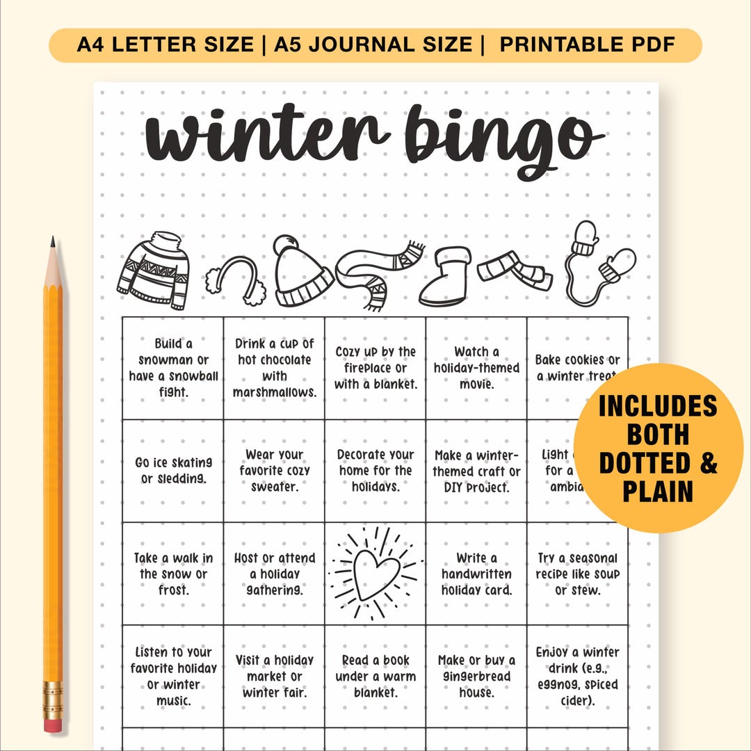 Winter Bingo Game Printable, Winter Bingo Cards, Winter Games, Winter ...