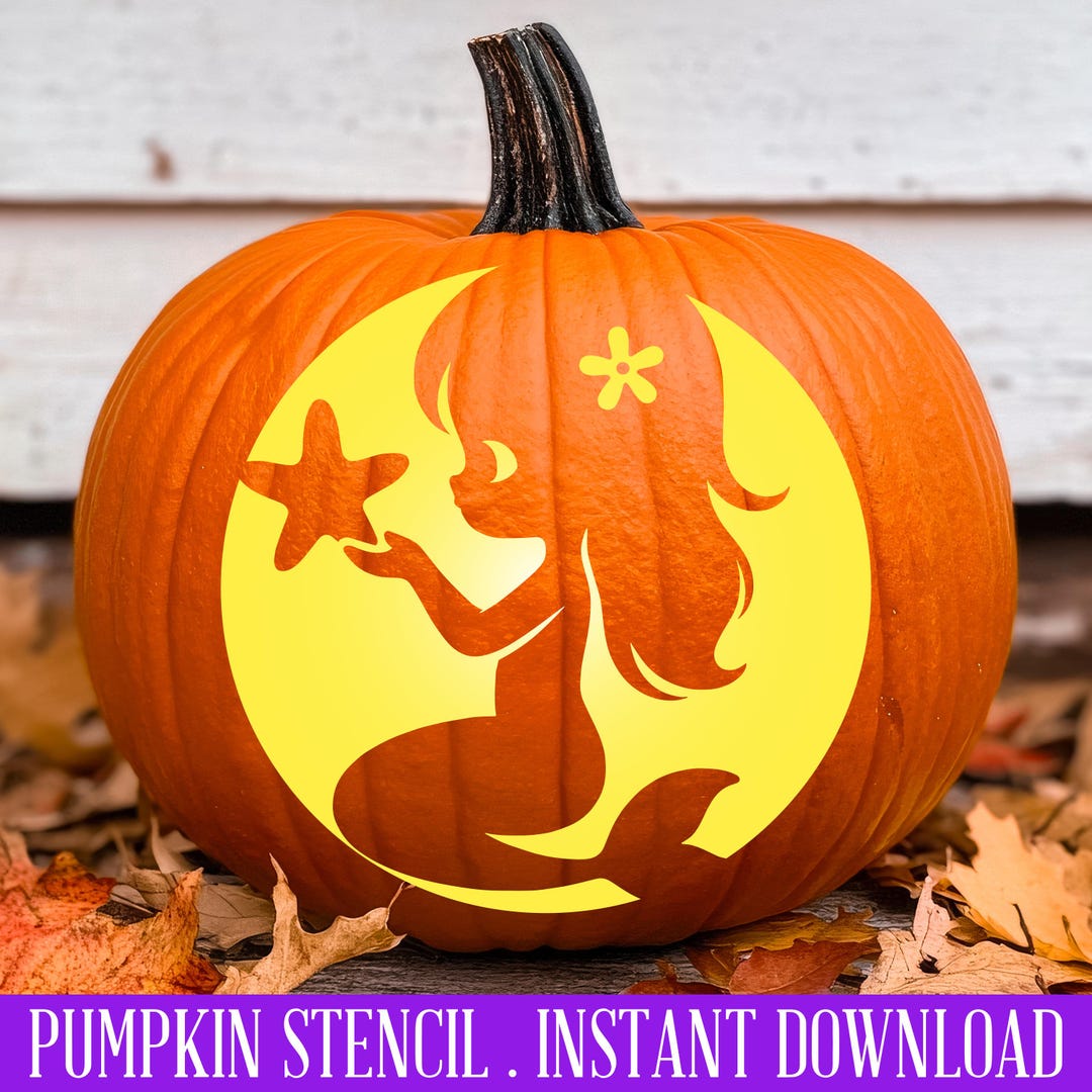 Mermaid Pumpkin Stencil | PRINTABLE Name Pumpkin STENCIL - Personalized ...