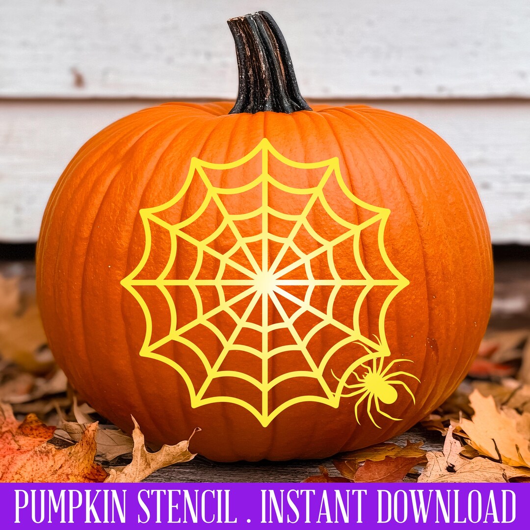 Spider Pumpkin Stencil, Halloween Pumpkin PRINTABLE Stencil, Spider ...