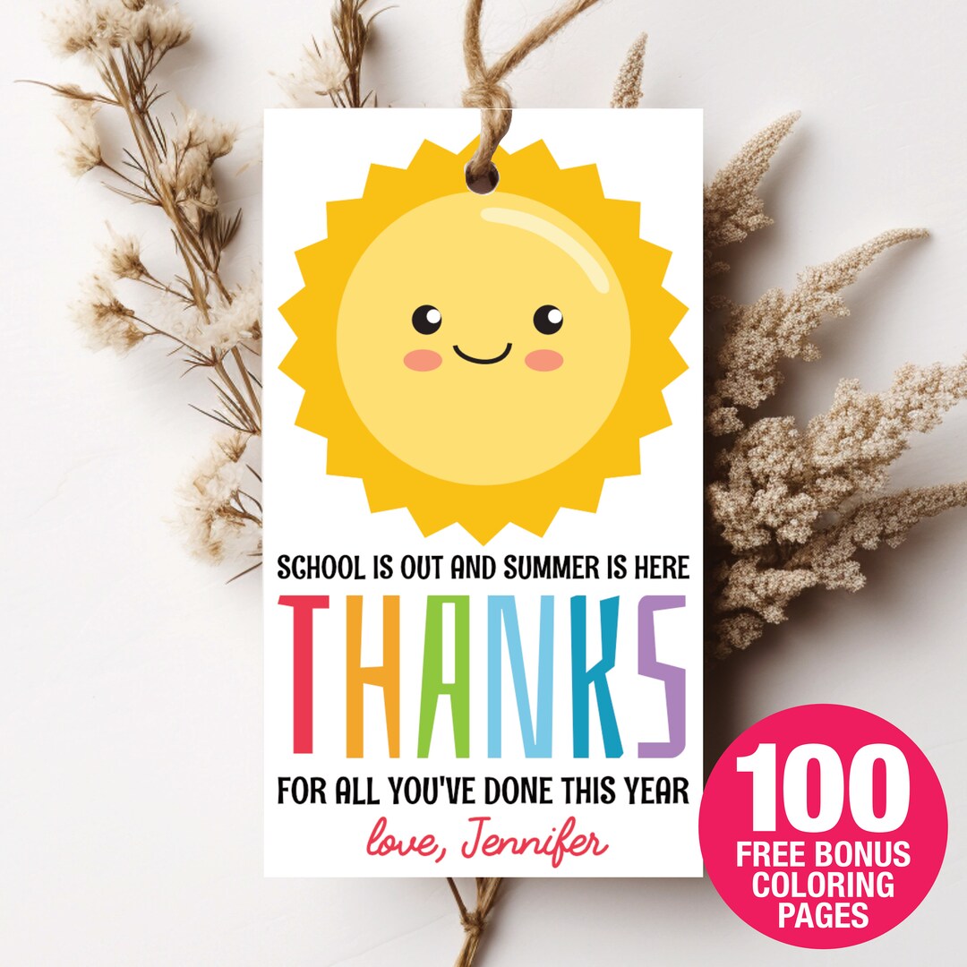 Printable Editable Teacher Appreciation Gift Tags Sunshine Thank You ...