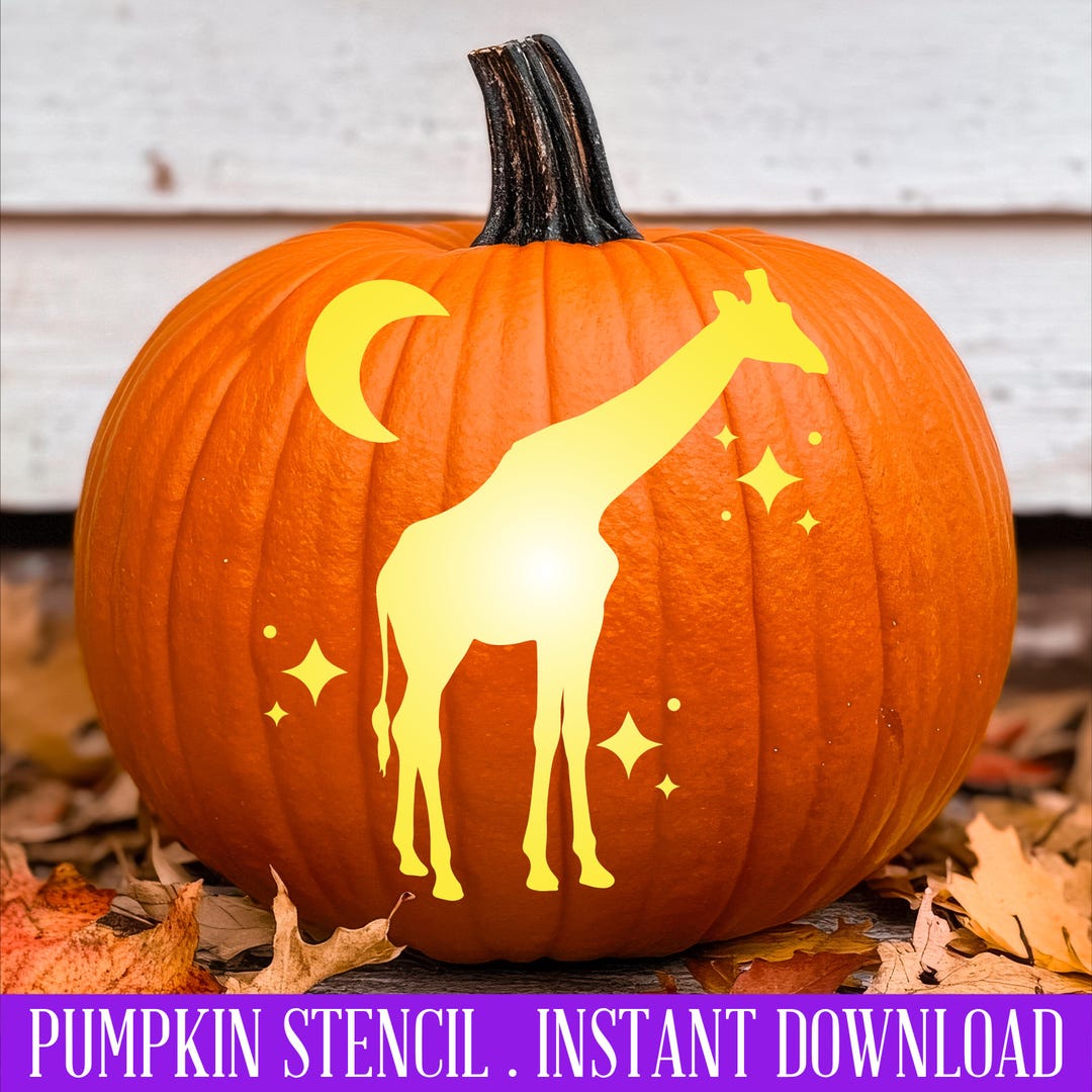 Giraffe Pumpkin Stencil, PRINTABLE Pumpkin Stencil, Jack O' Lantern ...