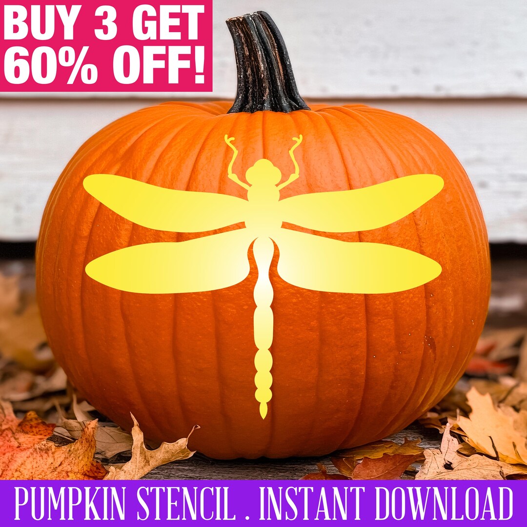 Dragonfly Pumpkin Stencil, PRINTABLE Pumpkin Stencil, Jack O' Lantern ...