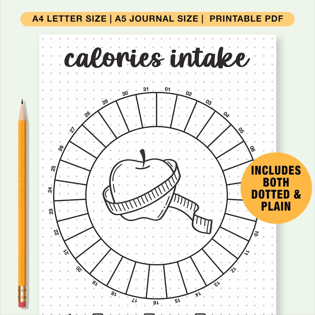 Daily Calorie Tracker, Printable Calories Journal, A4/A5, Instant ...