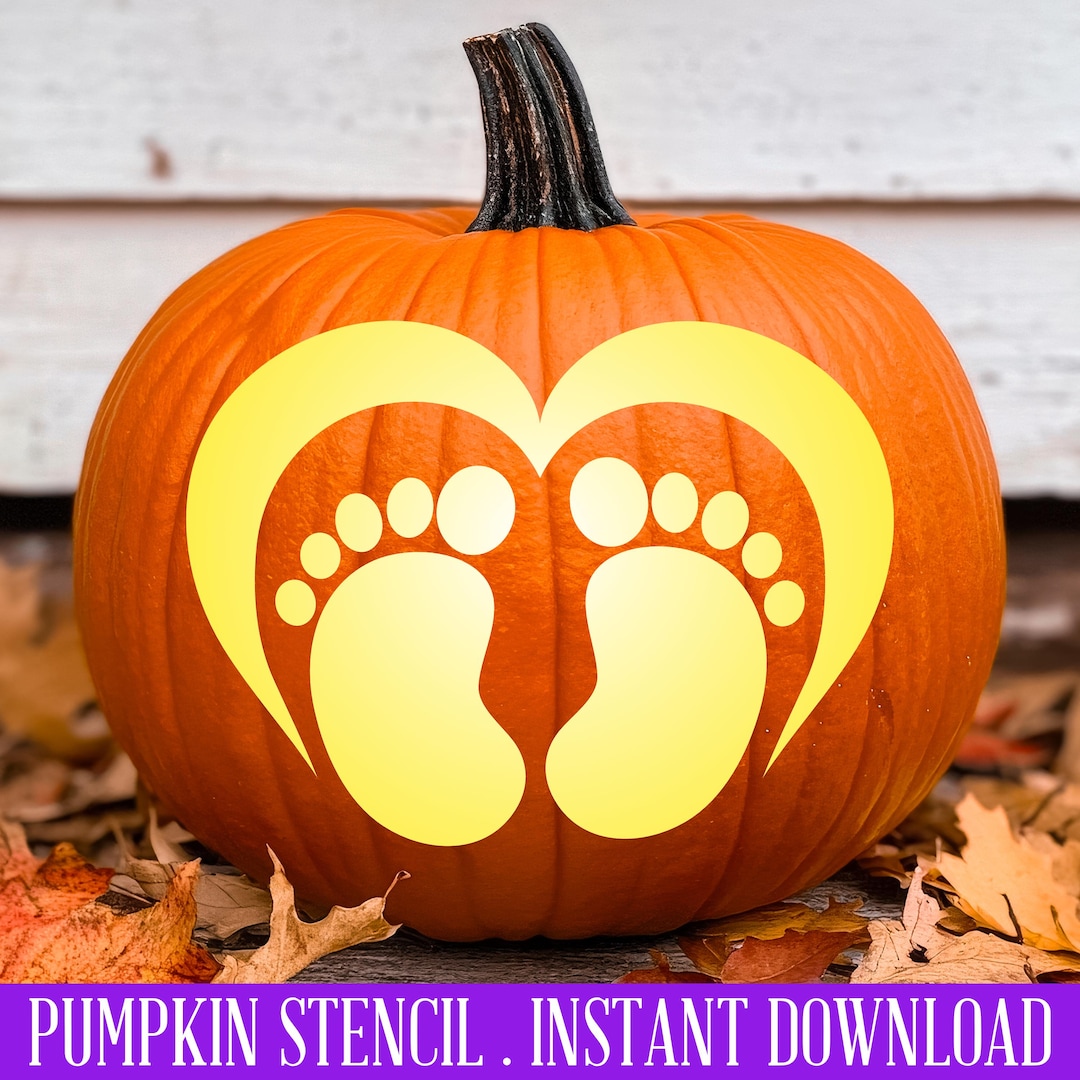 Baby Feet Pumpkin Stencil, Baby Reveal, PRINTABLE Pumpkin Stencil, Jack ...