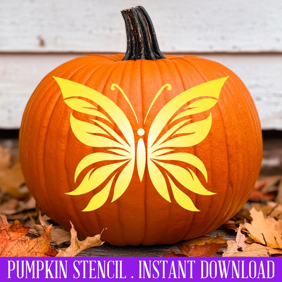 Butterfly Pumpkin Stencil, PRINTABLE Pumpkin Stencil, Jack O' Lantern ...