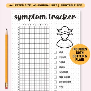 Yearly Symptom Tracker Printable Landscape, Symptom Frequency Tracker ...