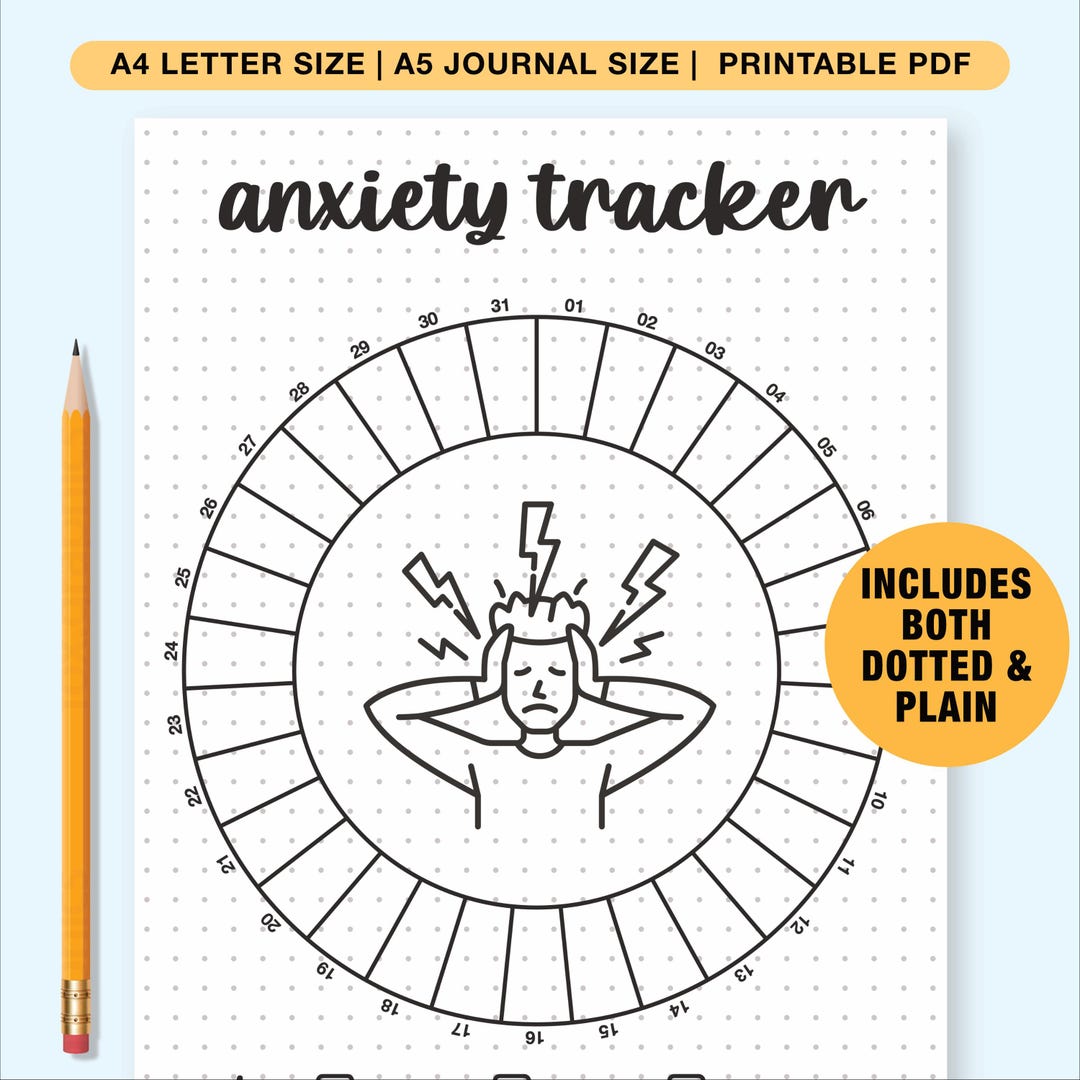 Monthly PRINTABLE Anxiety Tracker Anxiety Journal Journal Page Anxiety ...