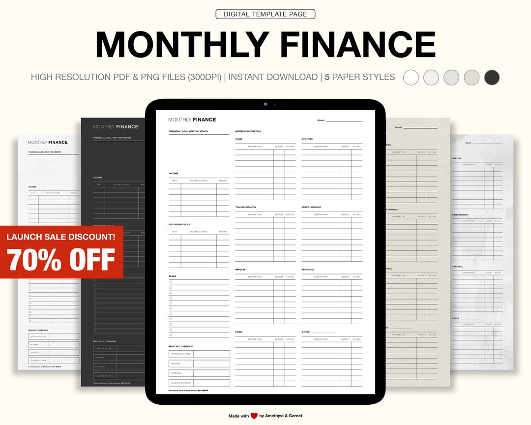 MONTHLY FINANCE TRACKER Priority Matrix Tasks Digital Templates ...